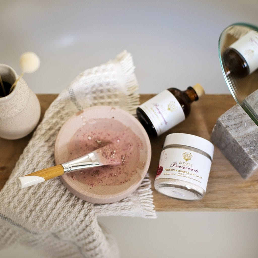 ROYALE Pomegranate Clay Mask with Hibiscus & Baobab powders 100ml ...